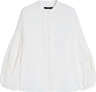 Max Mara Femme, Blouses et Chemises, Blanc, Taille: 40 FR Blouse &agrave; Manches Orn&eacute;es