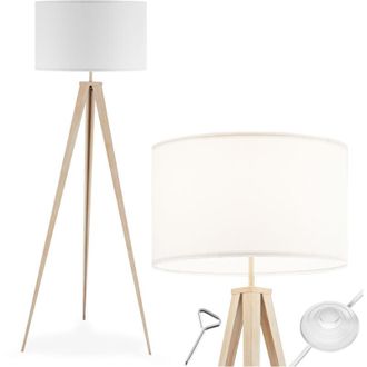 TecTake Tectake - Lampadaire Lunaris, abat-jour en tissu, tr&eacute;pied