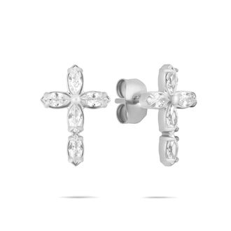 Tamaris Ohrring - Ohrstecker aus Edelstahl mit Kreuz-Motiv - Silber - 1,4 cm - wasserfest & hautfreundlich