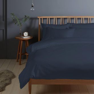 Pizuna 400 Fadenzahl aus Baumwolle Bettw&auml;sche Dunkelblau, 100% Langstaple Baumwolle Bettbezug und Kissenbezug, 100% Baumwolle Mako Satin 3-Teilig Bettw&auml;sches