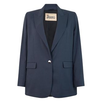 Herno Femme, Vestes, Bleu, Taille: 42 FR Blazer &agrave; col ch&acirc;le