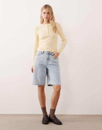 Calvin Klein Jeans Bermuda en jean - Bleu d&eacute;lav&eacute;