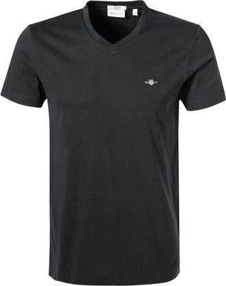 GANT Herren T-Shirt schwarz Baumwolle
