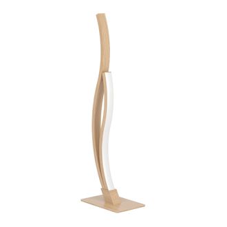 Eglo LED Nachttischlampe Grisolia, geschwungene Tischlampe, Zimmer Deko Schlafzimmer, Wohnzimmerlampe aus Metall und Kunststoff in Holz-Optik, neutralwei&szlig;,