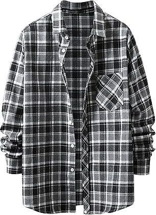 Generic Chemises à carreaux pour homme - Chemise western à manches longues en flanelle décontractée - Chemise western ample en coton tartan - Chemise de bûche