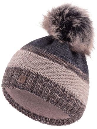 Faera M&uuml;tze Damen Winterm&uuml;tze Pailletten gef&uuml;ttert mit Fleecefutter Winter Herbst Bommelm&uuml;tze Beanie M&auml;dchen 74, Farbe:Braun