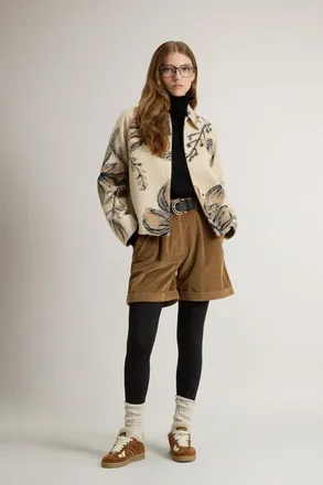 Woolrich Damen Overshirt aus einer italienischen Wollmischung mit floralem Muster Beige Größe XXS