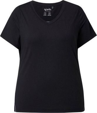 Ulla Popken T-Shirt Funktions-Shirt Slim V-Ausschnitt Halbarm recycelt