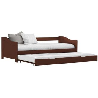 vidaXL Ausziehsofa Bettgestell Dunkelbraun Kiefernholz 90&times;200 cm Vidaxl