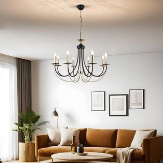 Opviq Antique Lacquer Chandelier, Metal Body, Adjustable Height 80-132 cm, 8 x E14 Sockets (Max 40W), Elegant Design for Modern Spaces, IP20 Rated