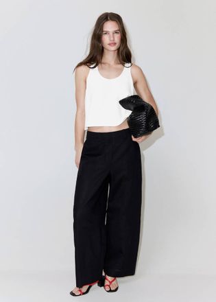 Mango Crop top fluide blanc cass&eacute; - Femme - XXS - MANGO