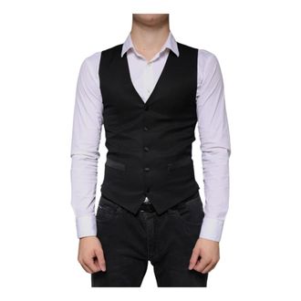 Dolce & Gabbana Schwarzes Wollformelles Westenkleid - - Suits - Herren - Schwarzk - S