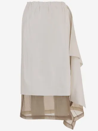Niccol&ograve; Pasqualetti Womens Leather Draped Skirt Beige