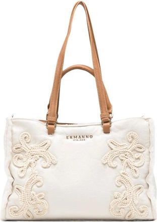 Ermanno Scervino Sac Cabas Brod&eacute; au Crochet - Femme - Sacs - Blanc - Taille: ONE Size