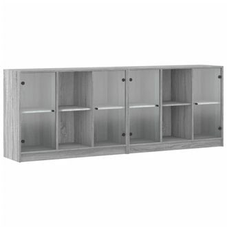 vidaXL Vidaxl - Libreria Con Ante Grigio Sonoma 204x37x75 Cm Legno Multistrato