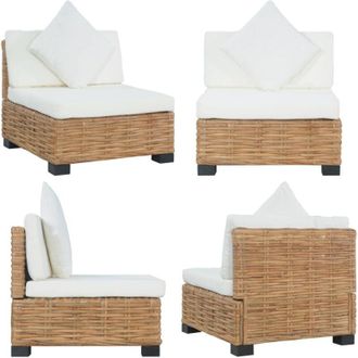 vidaXL Sofa ohne Armlehnen mit Kissen Nat&uuml;rliches Rattan - Wohnzimmerm&ouml;bel - Sofas - Lounge M&ouml;bel - Rattan Sofa - Naturmaterialien - Home & Living