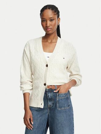 Tommy Hilfiger Strickjacke UW0UW06630 Creme Relaxed Fit