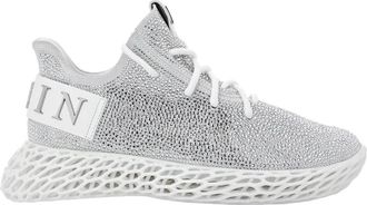 Philipp Plein Low-Top Sneaker - Runner Sneaker Skeleton Mit Schmucksteinen - Gr. 35 (EU) - in Silber - für Damen