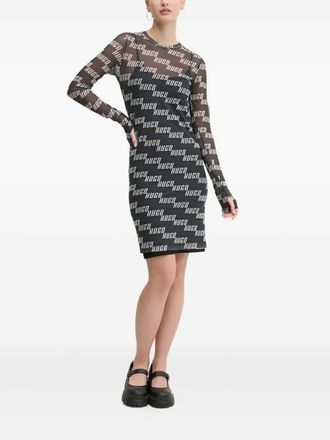 HUGO BOSS robe courte à logo intégral - Noir