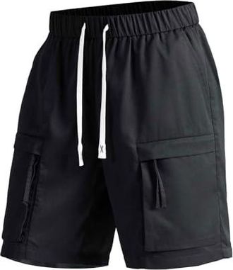 Generic Short de surv&ecirc;tement chino pour homme - Short de marche avec poches - Chino cargo extensible gris - Coupe ajust&eacute;e - Pantalon cargo extensible pour hom