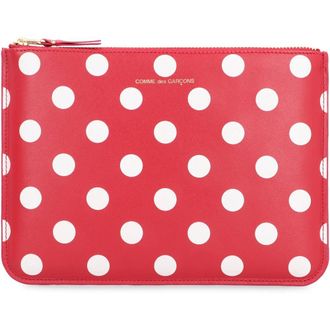 Comme Des Gar&ccedil;ons Leather Flat Pouch - - Accessories - Damen - Rot - ONE SIZE