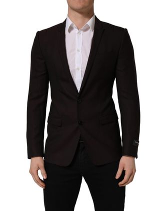 Dolce & Gabbana Brown Wool Gold Single Breasted Men Jacket Black Vigin Clothing
