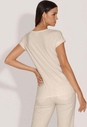 Madeleine Kurzarmshirt Elegantes Viskose-Oberteil Rundhals, kurzarm, h&uuml;ftumspielend
