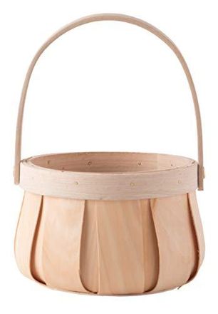 Vintiquewise QI003503 Aufbewahrungskorb aus Holz, rund, mit Griff, Braun