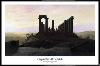 1art1 Caspar David Friedrich Poster Plakat | Bild und Kunststoff-Rahmen - Junotempel In Agrigent, 1828 (91 x 61cm)