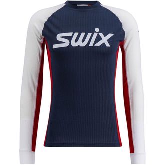 Swix Racex Herren Baselayer, klassisch, leicht, schnelltrocknend, Stretch, schmale Passform, lang&auml;rmelig, Dark Navy/Bright White, XL