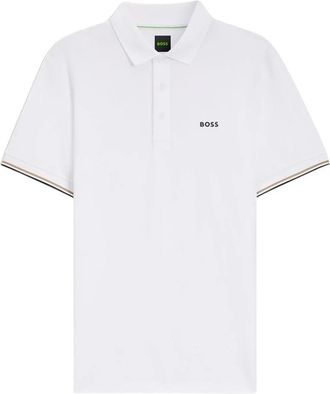 HUGO BOSS Polo-Shirt im Active Slim Fit mit gepr&auml;gtem Tennisball-Muster - - Tops - Herren - Wei&szlig; - L