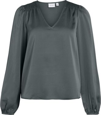 Vila Viellette L/S Smock Satin Top - Noos