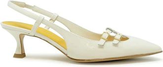 Mara Bini Hohe Schuhe - U307s White Leather Naomi Slingback Pumps - Gr. 37 (EU) - in Grau - f&uuml;r Damen