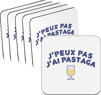 Fabulous Untersetzer aus Kork - JPeux Pas JAi Pastaga Marseille Ap&eacute;ro - 6 St&uuml;ck (95 x 95 mm)