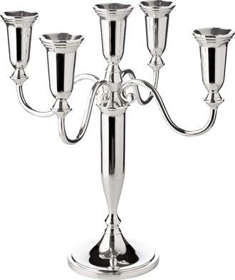 Edzard Kerzenleuchter Venezia, 5-flammig (H 31 cm) edel versilbert, anlaufgesch&uuml;tzt - Kerzenhalter, Kerzenst&auml;nder f&uuml;r Stabkerzen