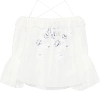 Ermanno Scervino Femme, Blouses et Chemises, Blanc, Taille: 38 FR Blouse &agrave; Broderies Florales