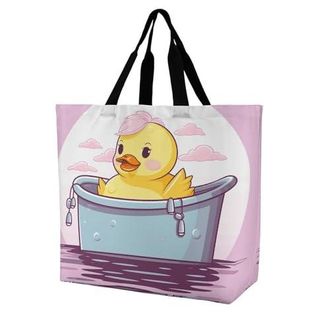 Generic Canard Jaune De Dessin Anim&eacute; Sac Fourre-Tout L&eacute;ger Sacs De Courses D&eacute;contract&eacute; Sac A Main Femmes Pour Quotidienne Gym Travail