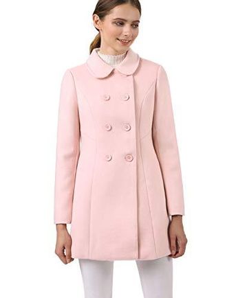 Allegra K Trench à double boutonnage à col Claudine pour femmes Costume dHalloween Rose M