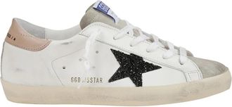 Golden Goose Low-Top Sneaker - White Leather Sneakers With Glitter Star - Gr. 40 (EU) - in Weiß - für Damen