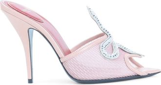 Valentino Garavani Femme, Chaussures, Rose, Taille: 38 1/2 EU Coeur Vip&egrave;re Mesh Slide Sandal