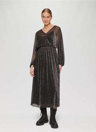 s.Oliver Midikleid Kleid Langes Meshkleid mit Glitzergarn und Smok-Detail
