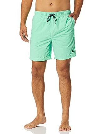 Nautica Solid Quick Dry Classic Logo Swim-Trunk Maillot de Bain, Vert Menthe (fonc&eacute;), M Homme