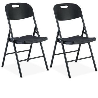 Relaxdays Relaxdays - Chaise de jardin pliante, lot de 2, pour lext&eacute;rieur, 150 kg, r&eacute;sistante aux intemp&eacute;ries, noire