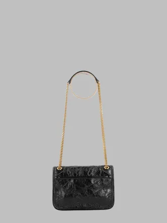 Saint Laurent Womens Leather Shoulder Bag Niki Mini Black Calf Skin
