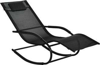 OUTSUNNY Chaise longue &agrave; bascule - rocking chair design - t&eacute;ti&egrave;re, accoudoirs, assise dossier ergonomique - m&eacute;tal &eacute;poxy textil&egrave;ne noir