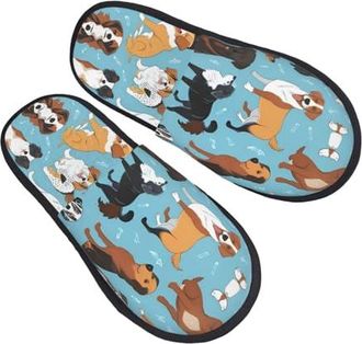 Generic Antid&eacute;rapant Pantoufles Impression de gribouillis de chiots Maison Pantoufles L&eacute;g&egrave;re Chaussons en Peluche pour Maison Homme Femme L