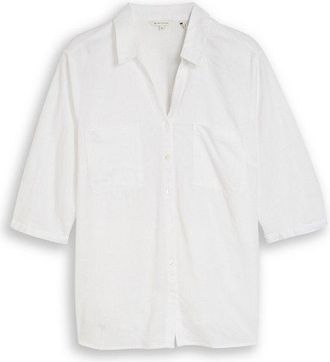 Tom Tailor Langarmbluse Blusen & Shirts Plus Size - Hemdbluse mit Leinenanteil