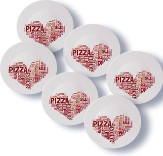 Cristalica Pizzateller flach I love Pizza Platzteller 33 cm Opalglas