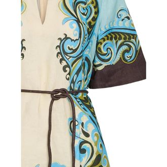 Alemais Graphic Print Linen Dress - Cream