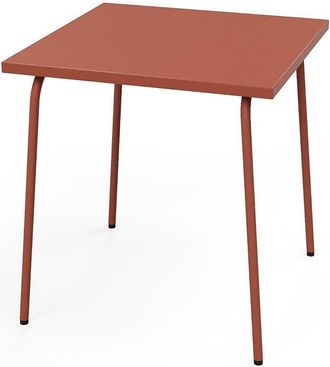Vente-Unique Table de jardin carr&eacute;e L.70 cm en m&eacute;tal - Terracotta - MIRMANDE de MYLIA